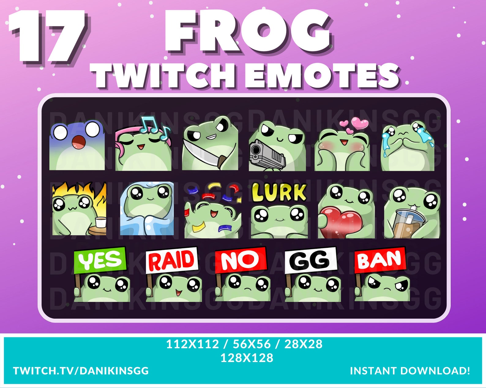 17 Cute Frog Twitch Emotes | Emote Pack | Cute Frog | Text Emotes ...
