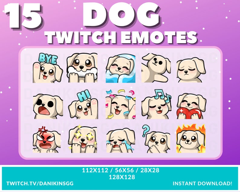 15 Cute Dog Twitch Emotes | Golden Retriever | Emote Pack | Puppy - Etsy