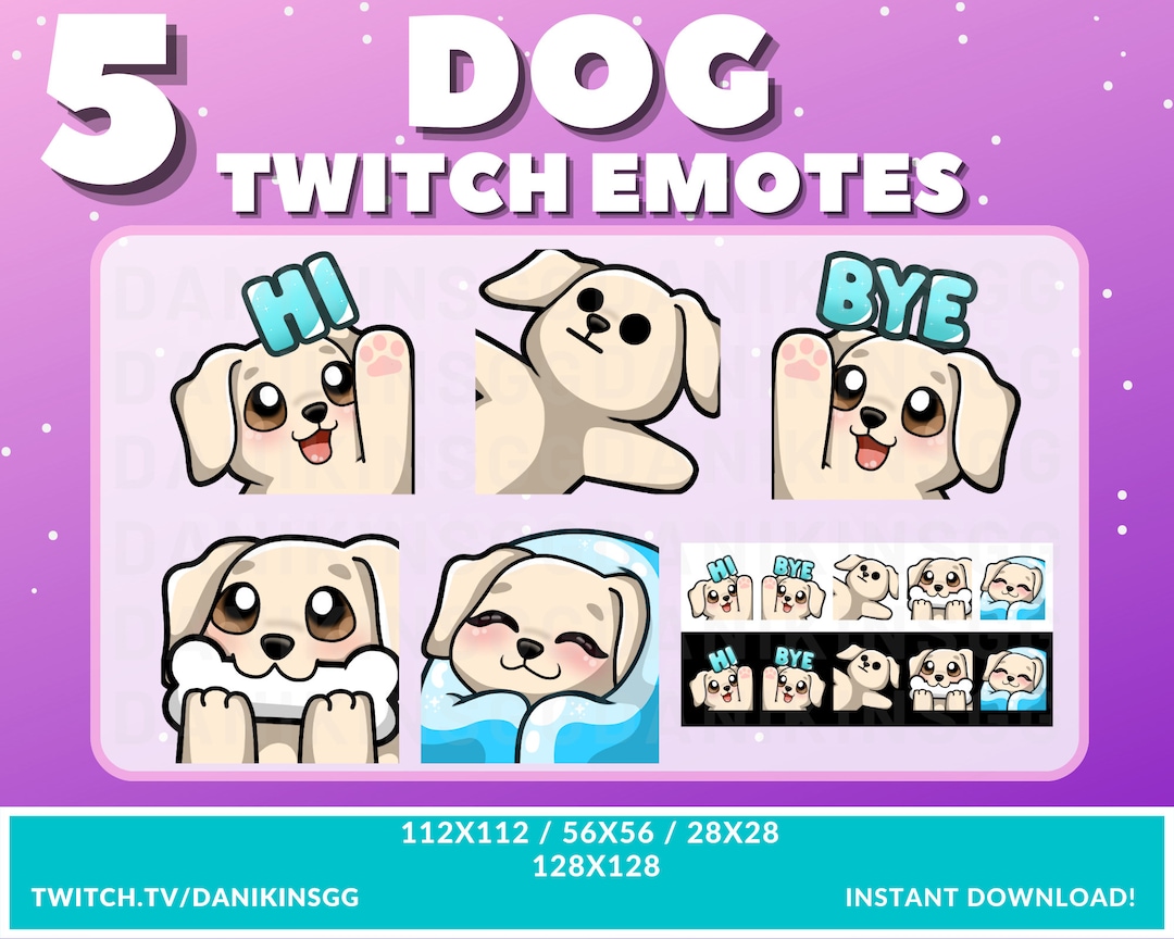 5 Cute Dog Twitch Emotes | Golden Retriever | Emote Pack | Puppy - Etsy