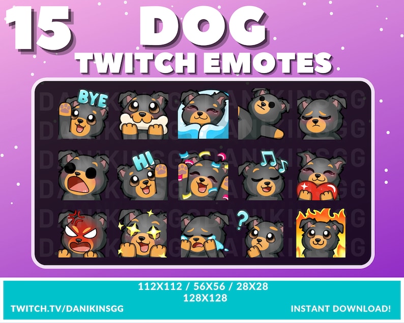 15 Cute Dog Twitch Emotes | Rottweiler | Emote Pack | Puppy - Etsy