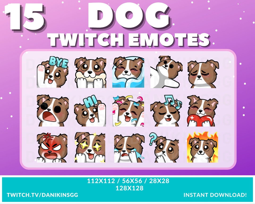 15 Cute Dog Twitch Emotes | Brown and White | 3 Different Eye Colors ...