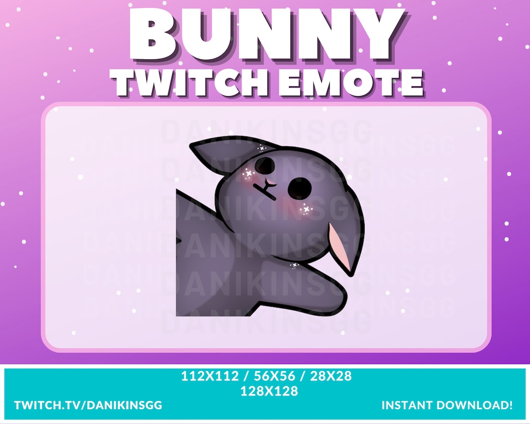 Cute Bunny TWITCH EMOTE | Black | Emote Pack | Bunny | Rabbit | Kawaii ...