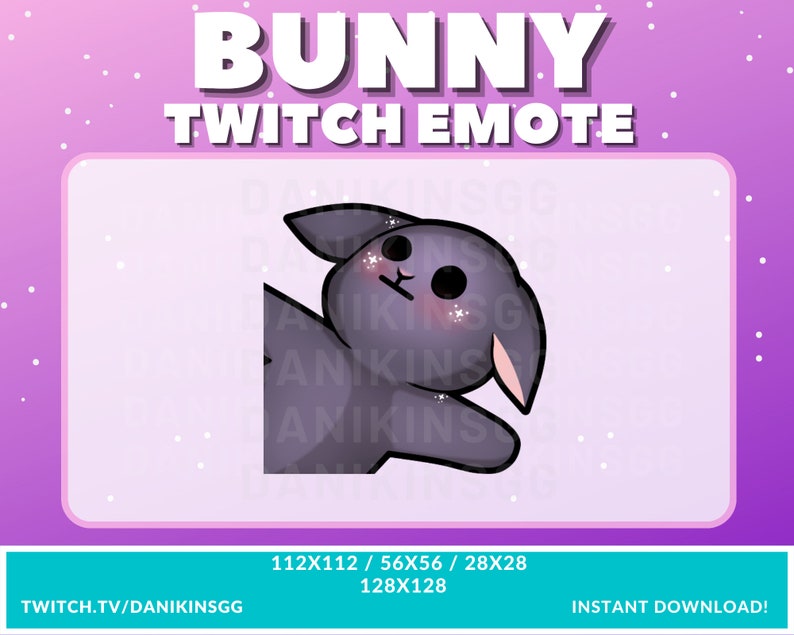 Cute Bunny TWITCH EMOTE | Black | Emote Pack | Bunny | Rabbit | Kawaii ...