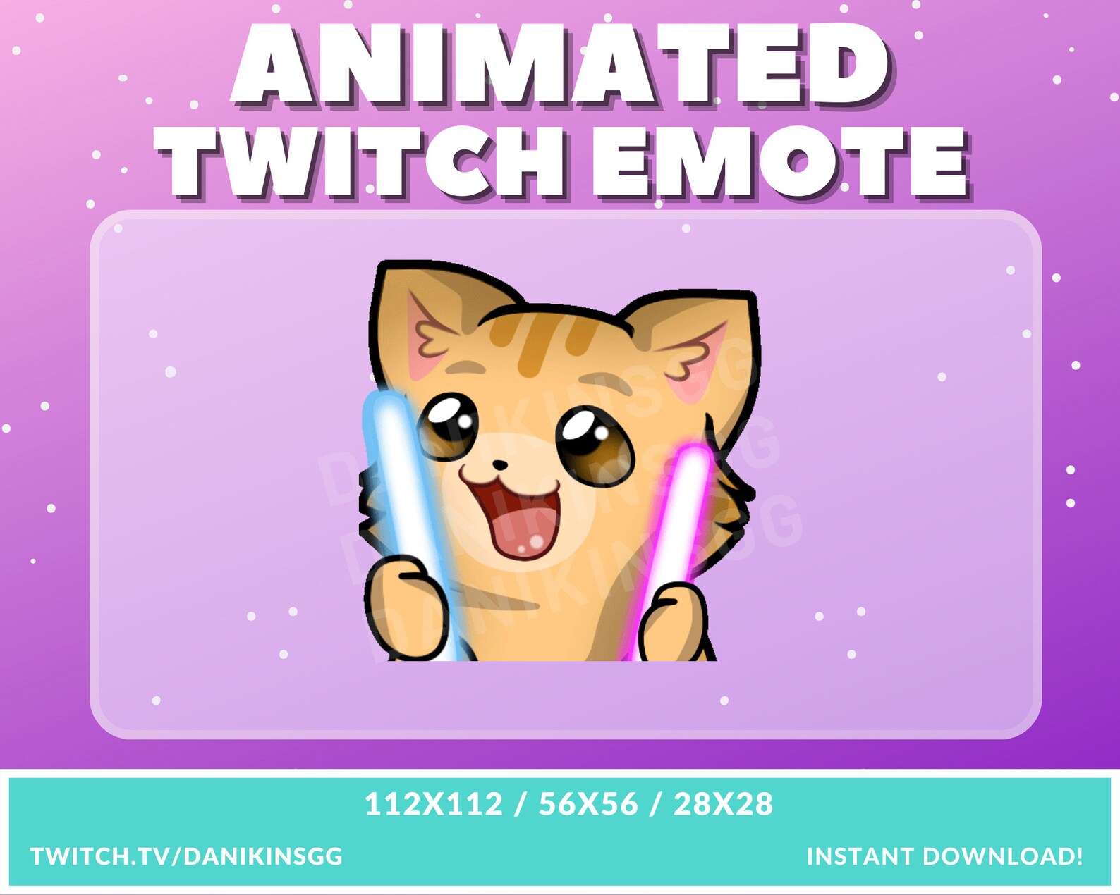 ANIMATED | Glow Stick Twitch Emote | Orange Cat | Cute Kitty Cat - Etsy