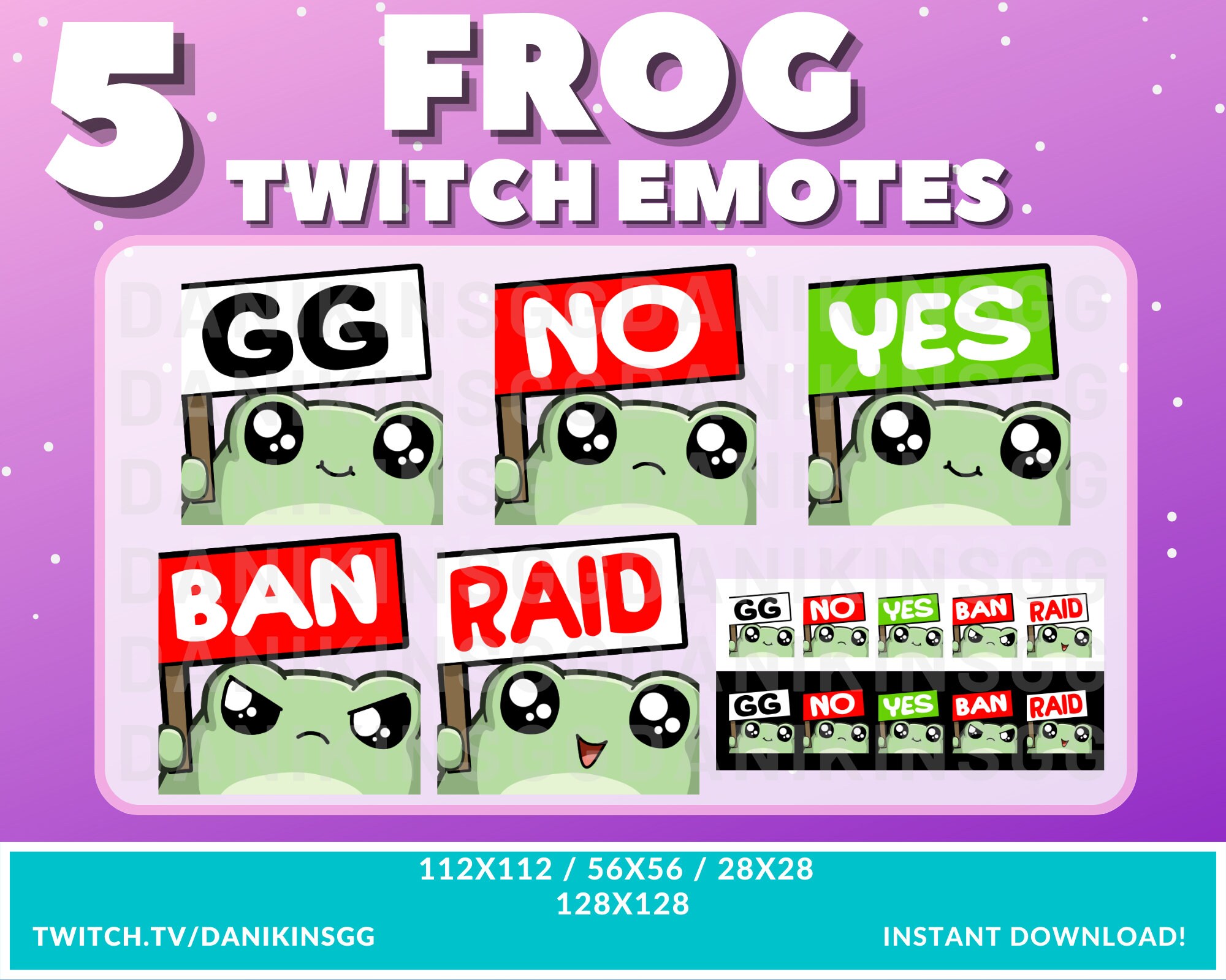 5 Cute Frog Twitch Emotes | Text Emotes | Emote Pack | Froggy Pepe ...