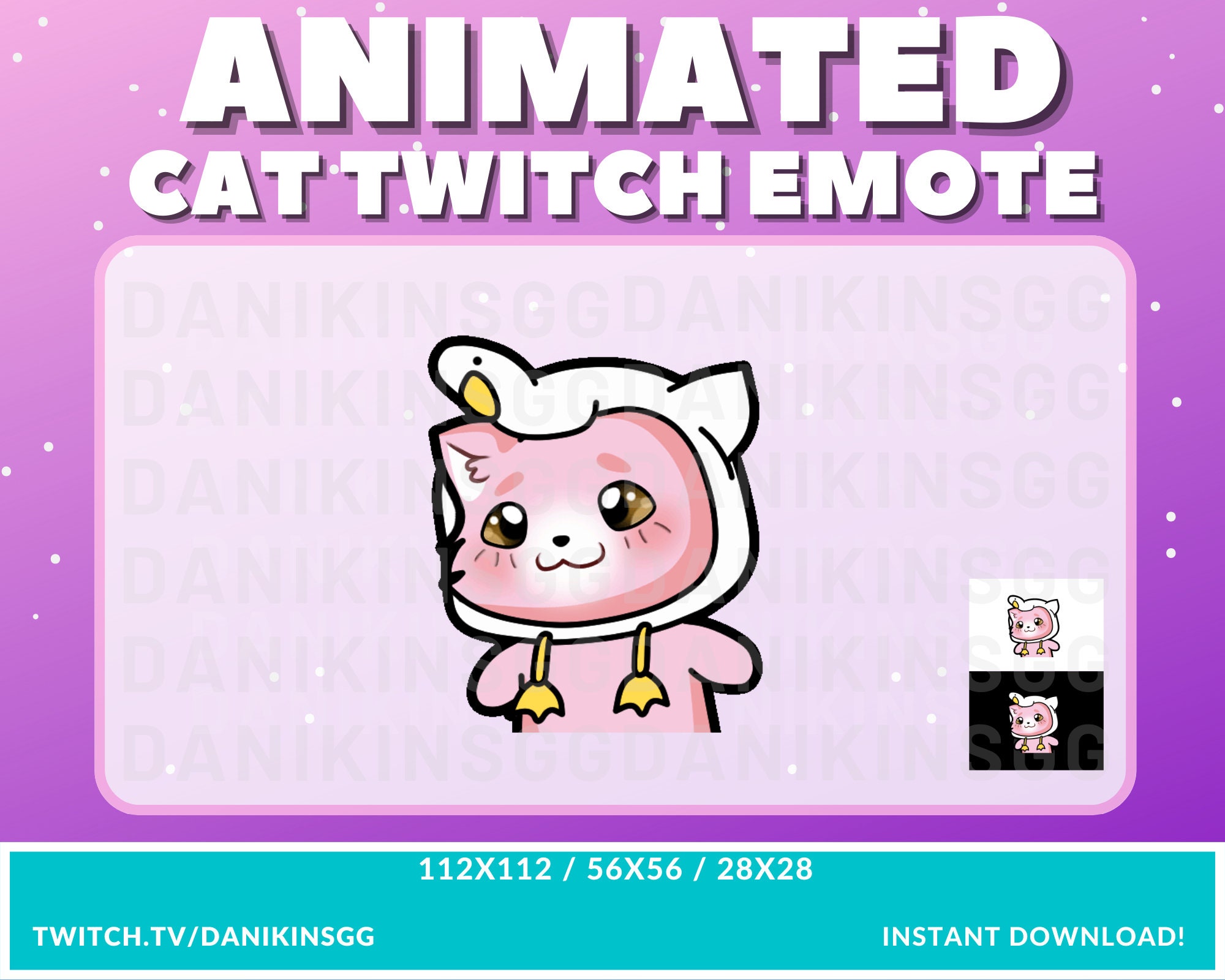 ANIMATED CAT WIGGLE Twitch Emote Pink Cute Kitty Cat Wiggle Emote - Etsy