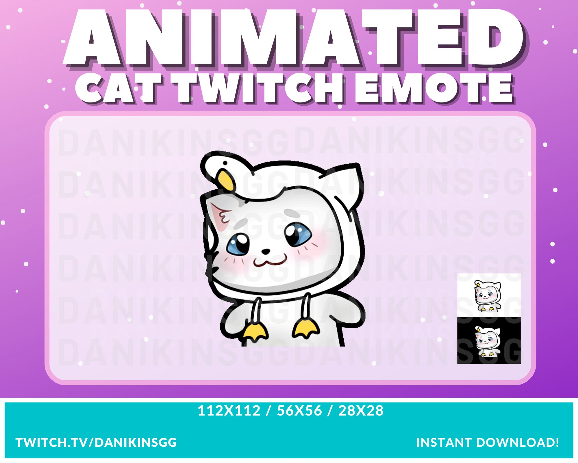 ANIMATED CAT WIGGLE Twitch Emote | White Cat | Cute Kitty Cat | Wiggle ...