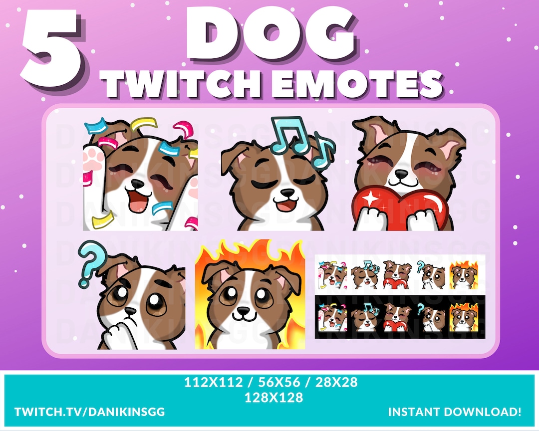 5 Cute Dog Twitch Emotes | Brown and White | 3 Different Eye Colors ...