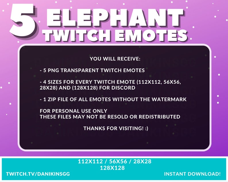 5 Cute Elephant Twitch Emotes | Emote Pack | Rage Pog Sad Feelsbad Gasp ...