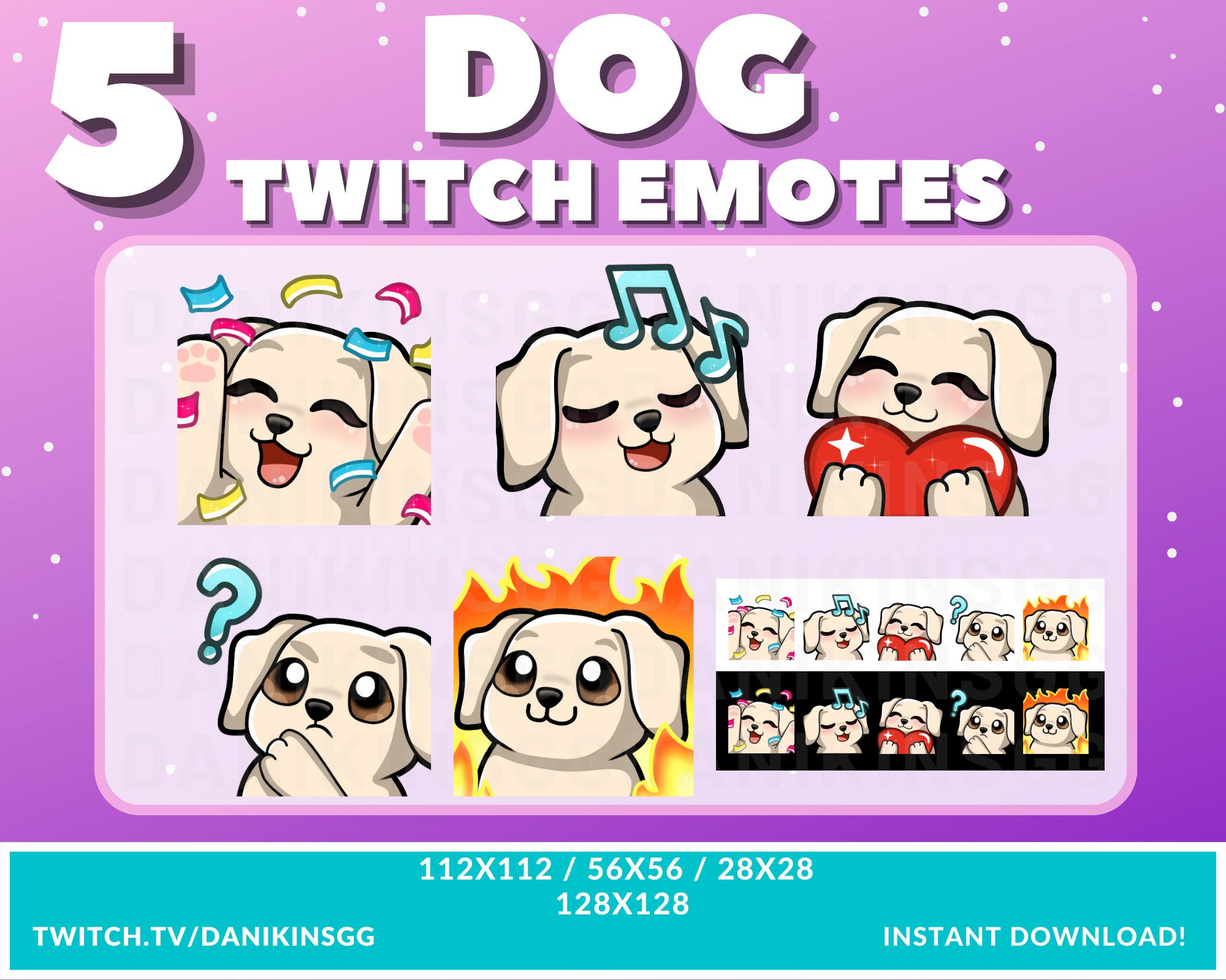 5 Cute Dog Twitch Emotes | Golden Retriever | Emote Pack | Puppy - Etsy