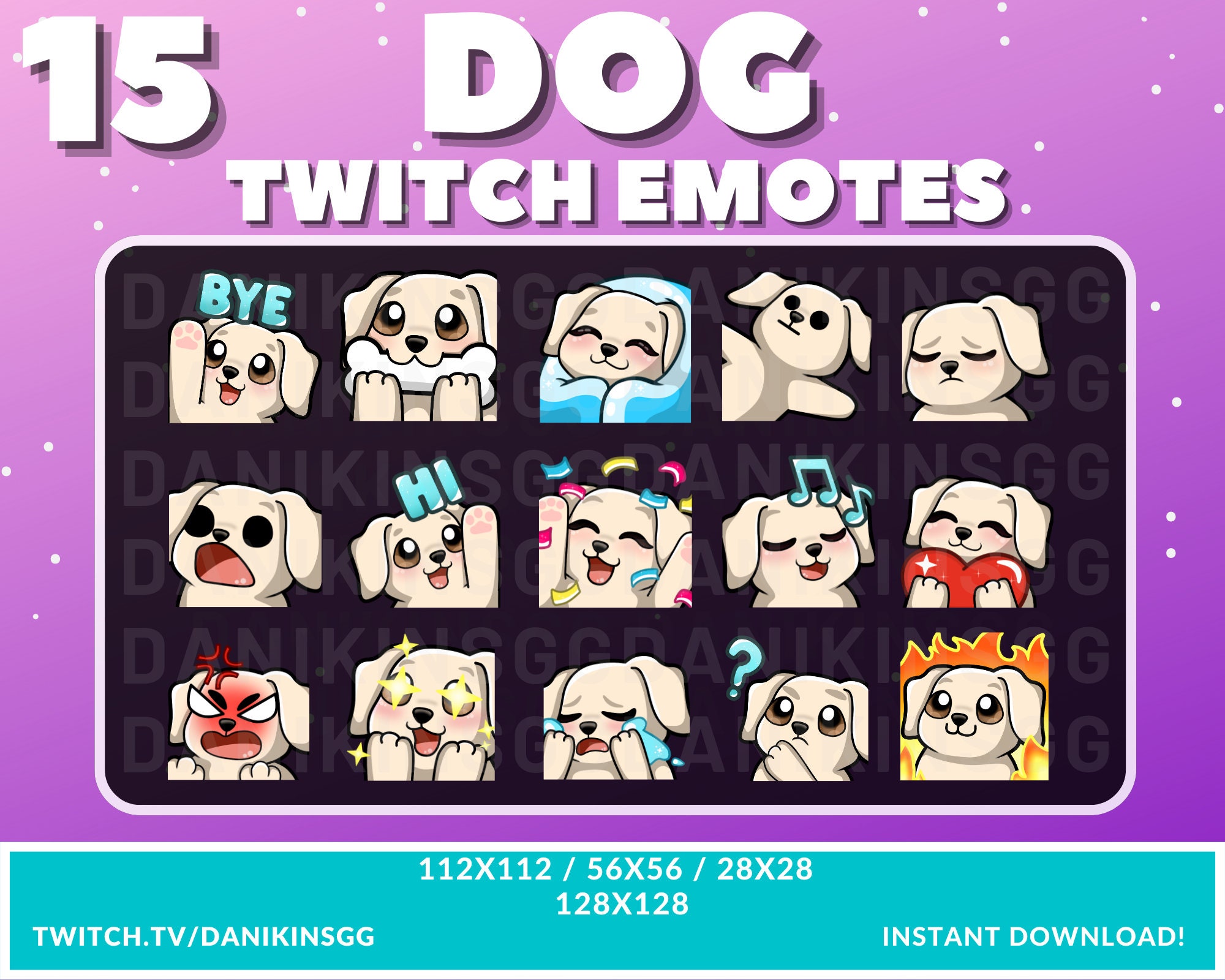 15 Cute Dog Twitch Emotes | Golden Retriever | Emote Pack | Puppy - Etsy