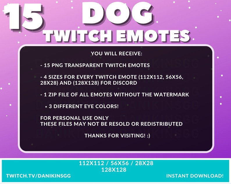 15 Cute Dog Twitch Emotes | Black and White | 3 Different Eye Colors ...