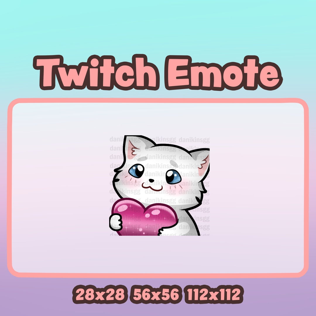 Cute Cat Twitch Emote | Love | White | Cute Kitty Cat | Kitten - Etsy