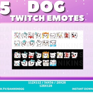 15 Cute Dog Twitch Emotes | White | Emote Pack | Puppy - Etsy