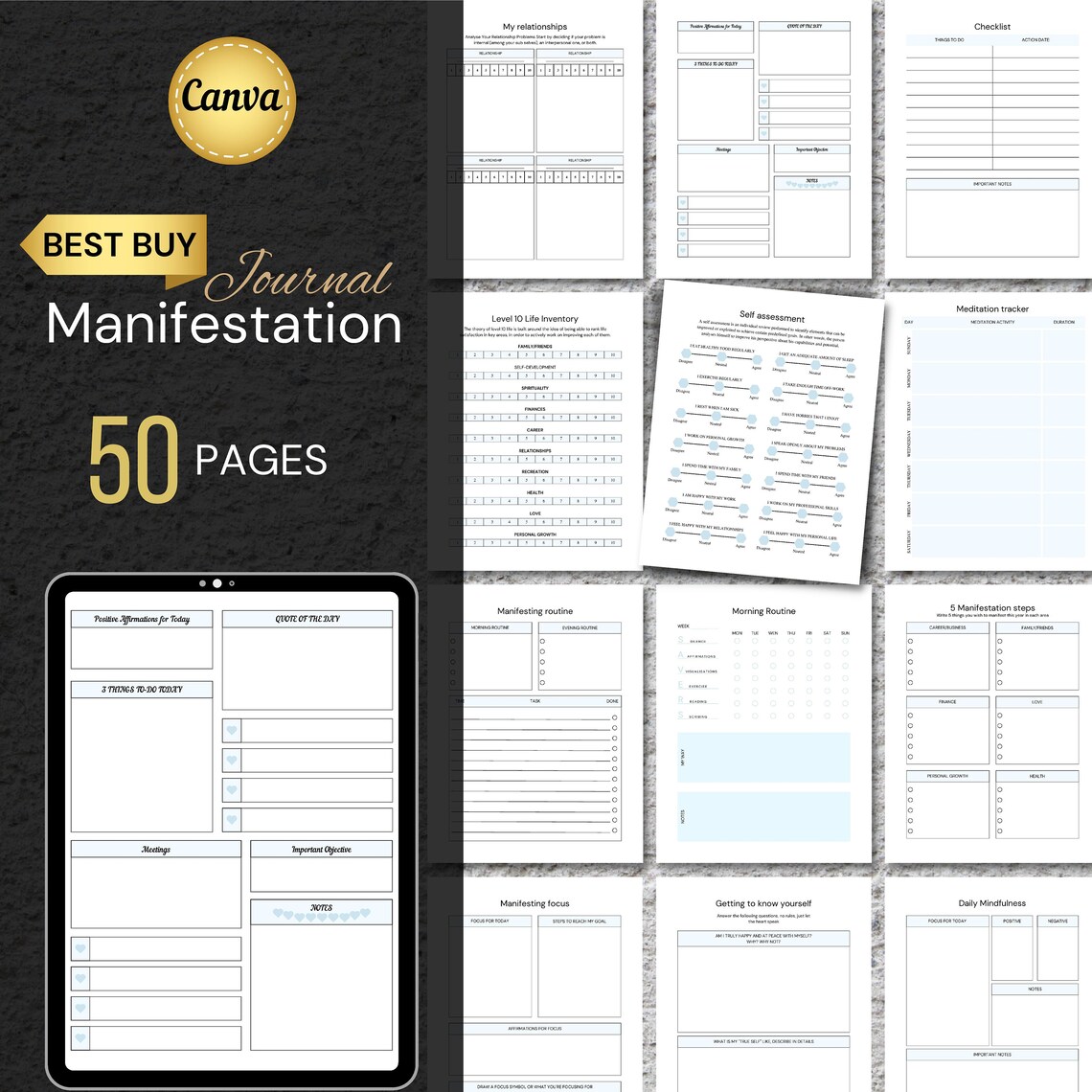 Manifestation Journal Digital, Printable Affirmation Planner ...