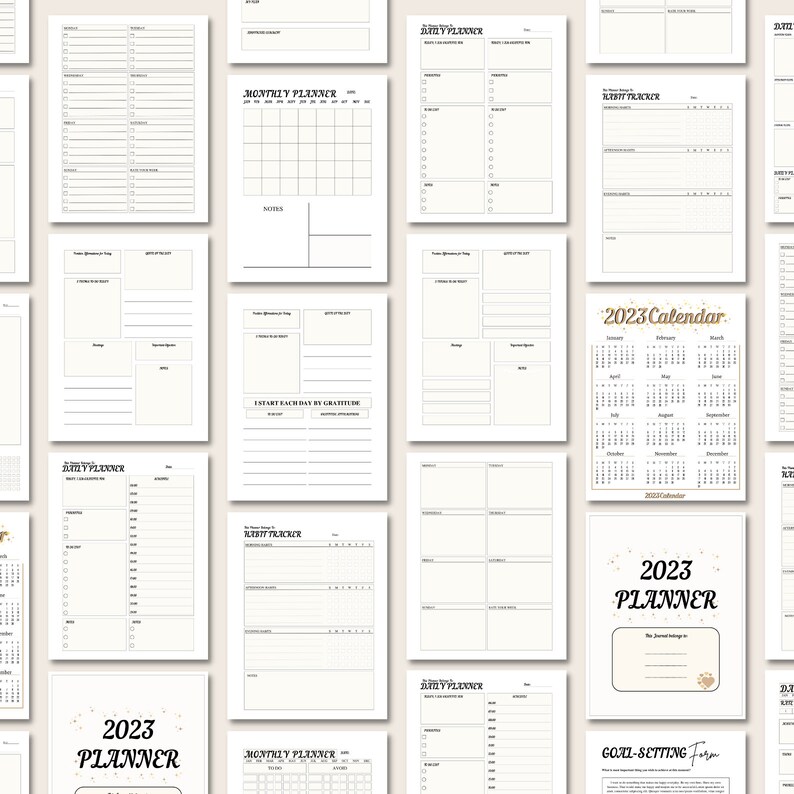 Canva Planner 2023 Editable Templates, Neutral Color Planner Printable ...