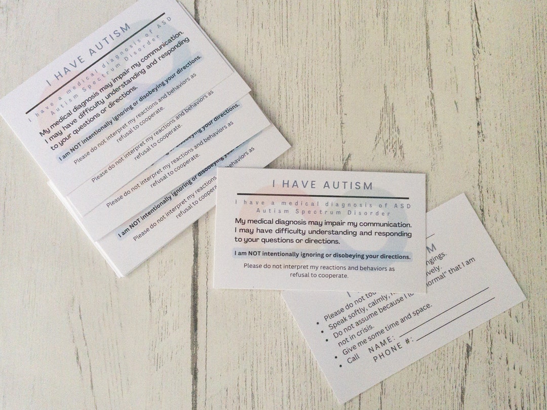 Autism Awareness Digital Download - I Am Autistic Emergency ID & Card ...