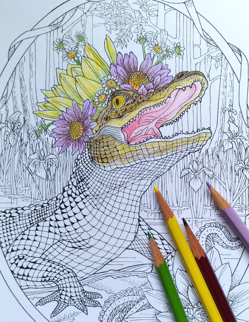 Seize the Opportunity - Alligator Totem Coloring Page - Etsy