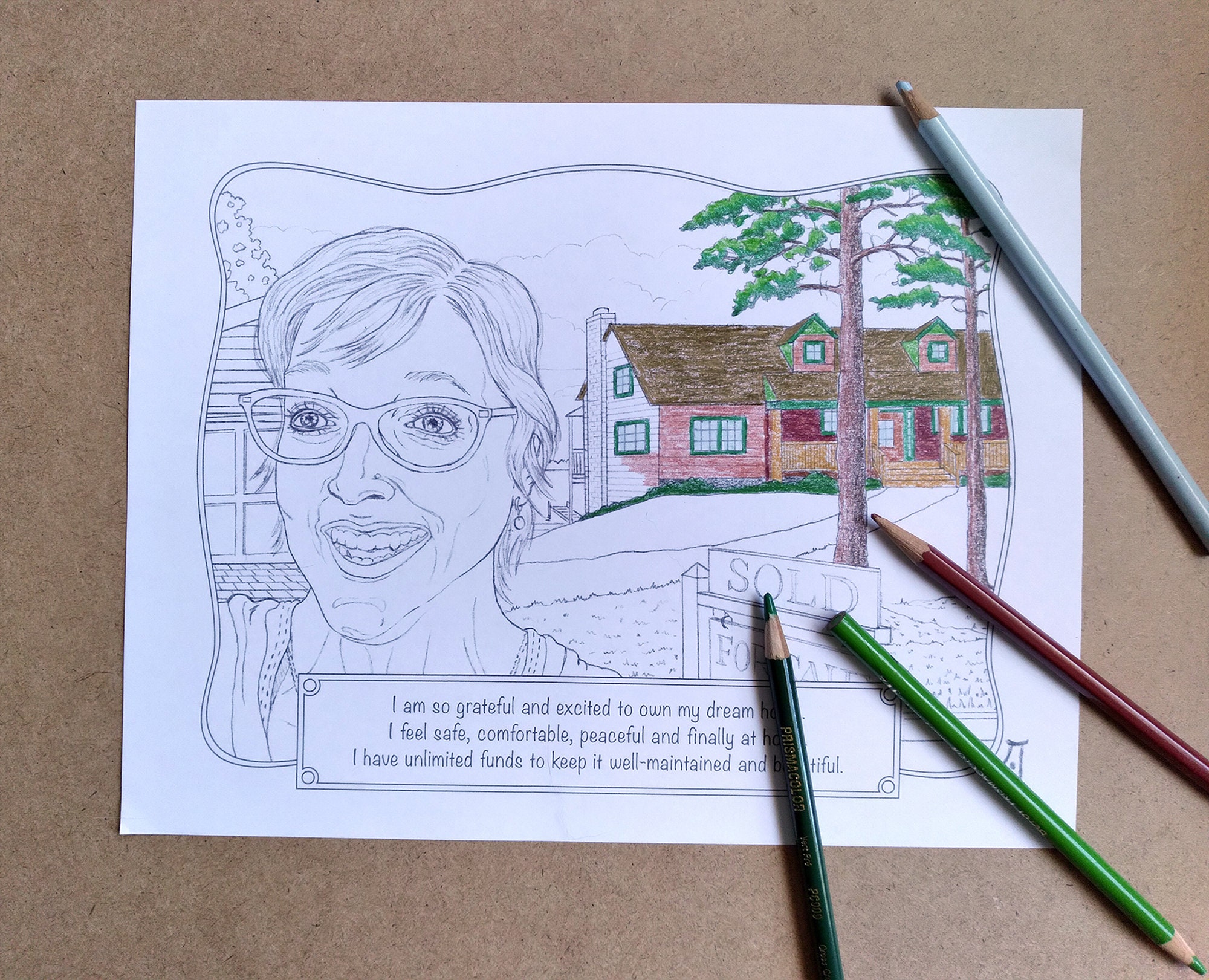 Custom Manifestation Pencil Drawing / Coloring Page - Etsy