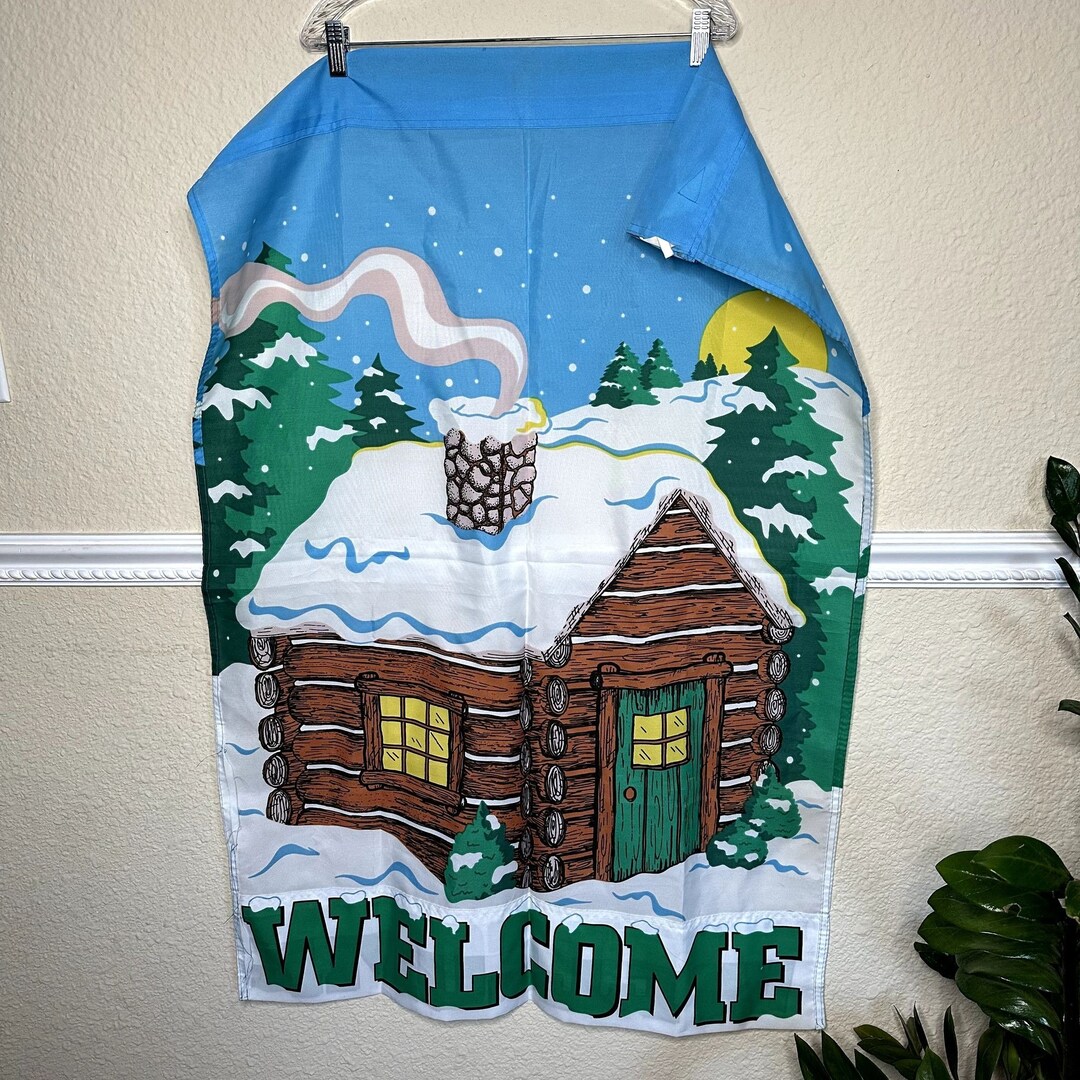 Welcome Cabin Yard Flag Double Sides 28x38 - Etsy