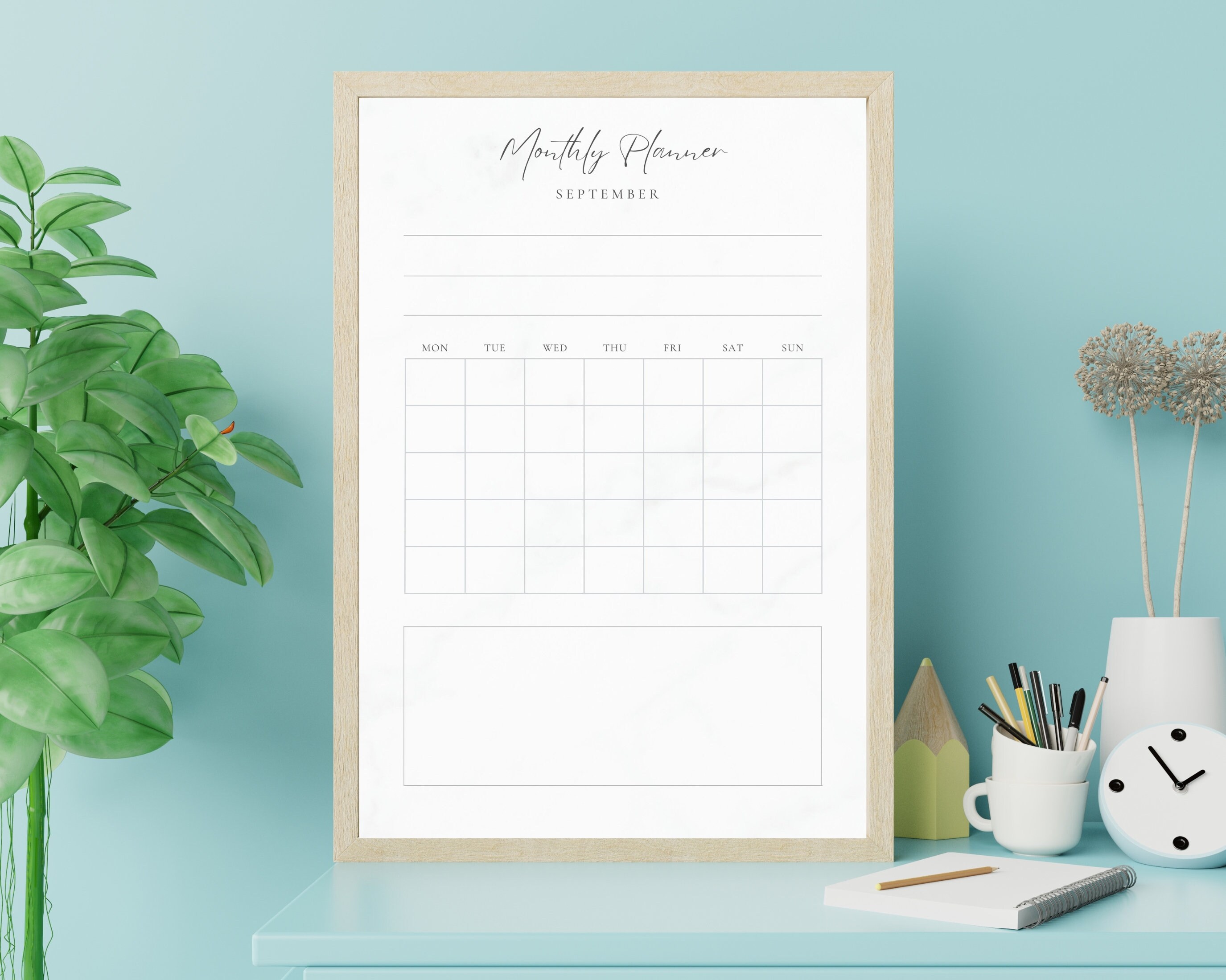Monthly Planner Printable Monday and Sunday Start Fillable A4 Size ...