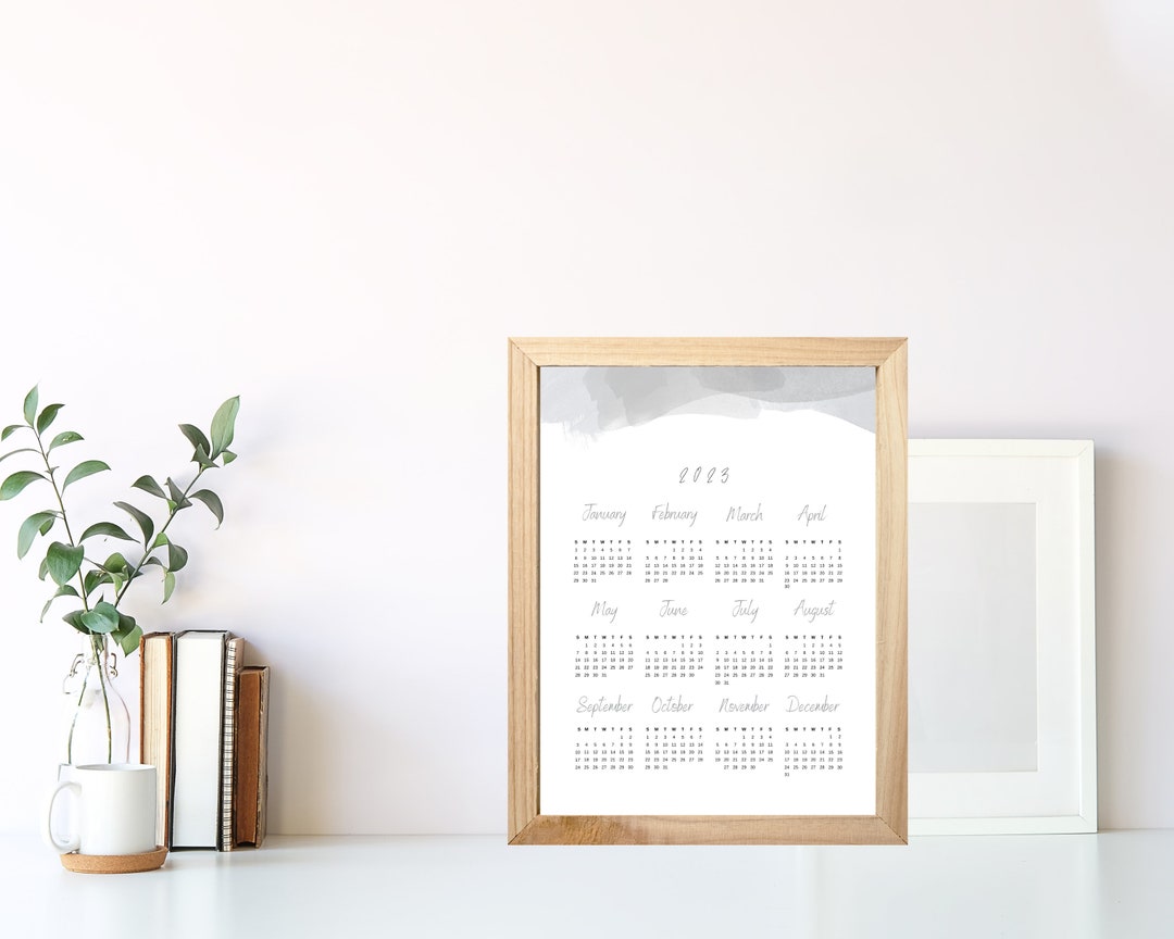 Yearly Calendar A4 2023 Printable Minimalist Various - Etsy