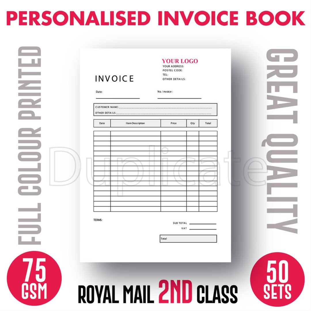Personalised A4/A5/A6 Duplicate Invoice Book • Order Pad • NCR Pad ...