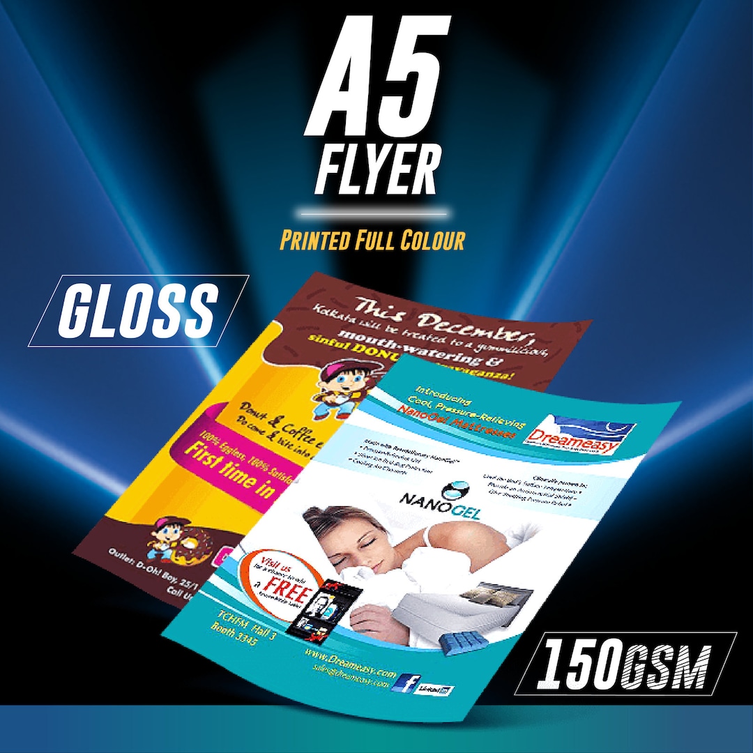 1000 A5 Flyers Leaflets Printed Full Colour 150gsm Gloss Quality Flyer ...