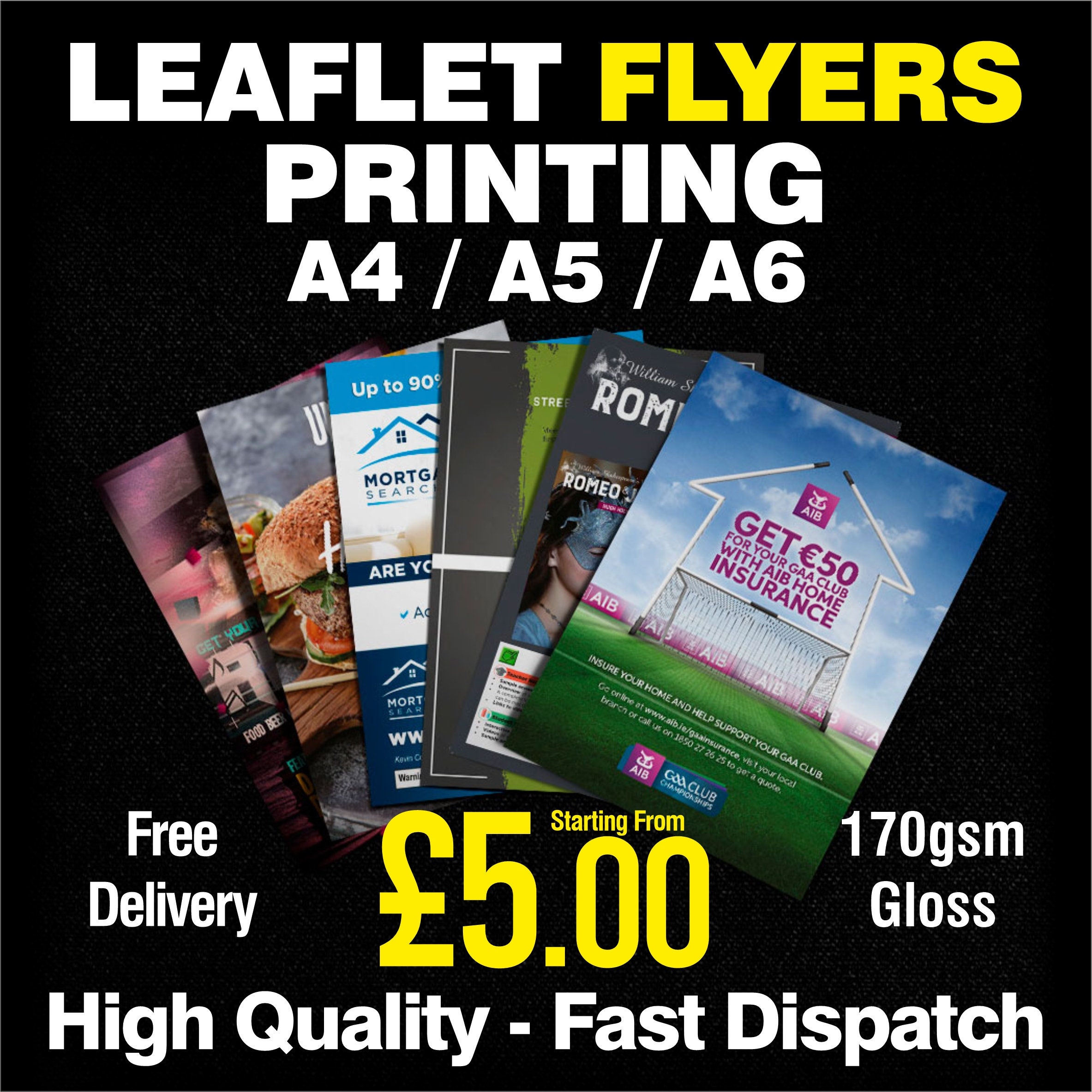 A6 A5 A4 Flyers Leaflets Single or Double Sided Printing Small Business Marketing 170gsm Gloss ...