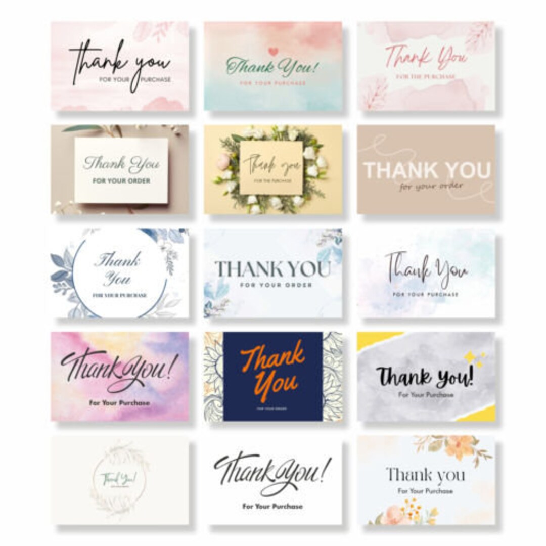 Thank You for Your Purchase/order Cards Small Business Card 400gsm, 20/ ...