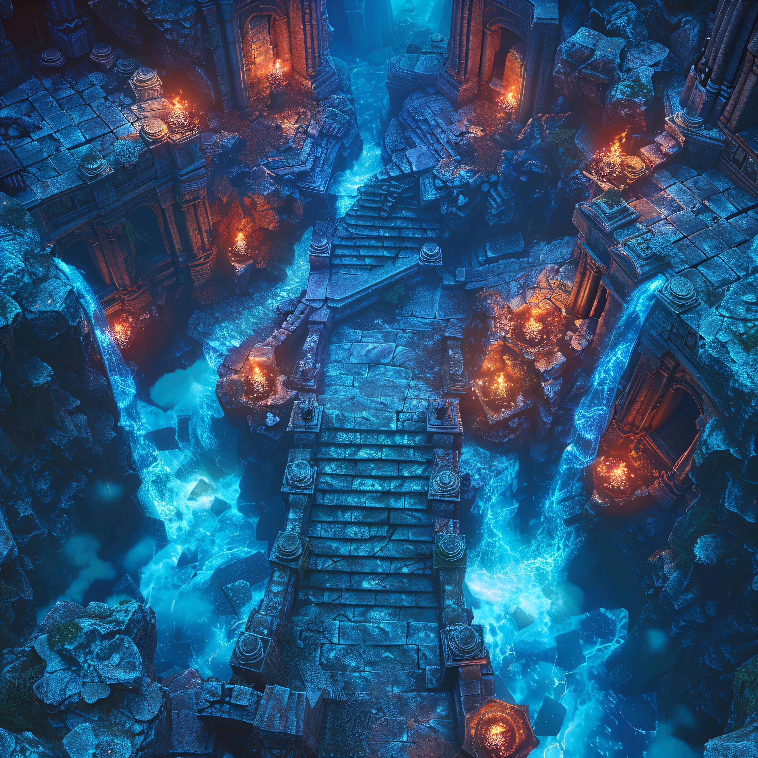 10 Flooded Dungeon Battle Maps, Dnd, Pathfinder, D&D, Battlemap ...