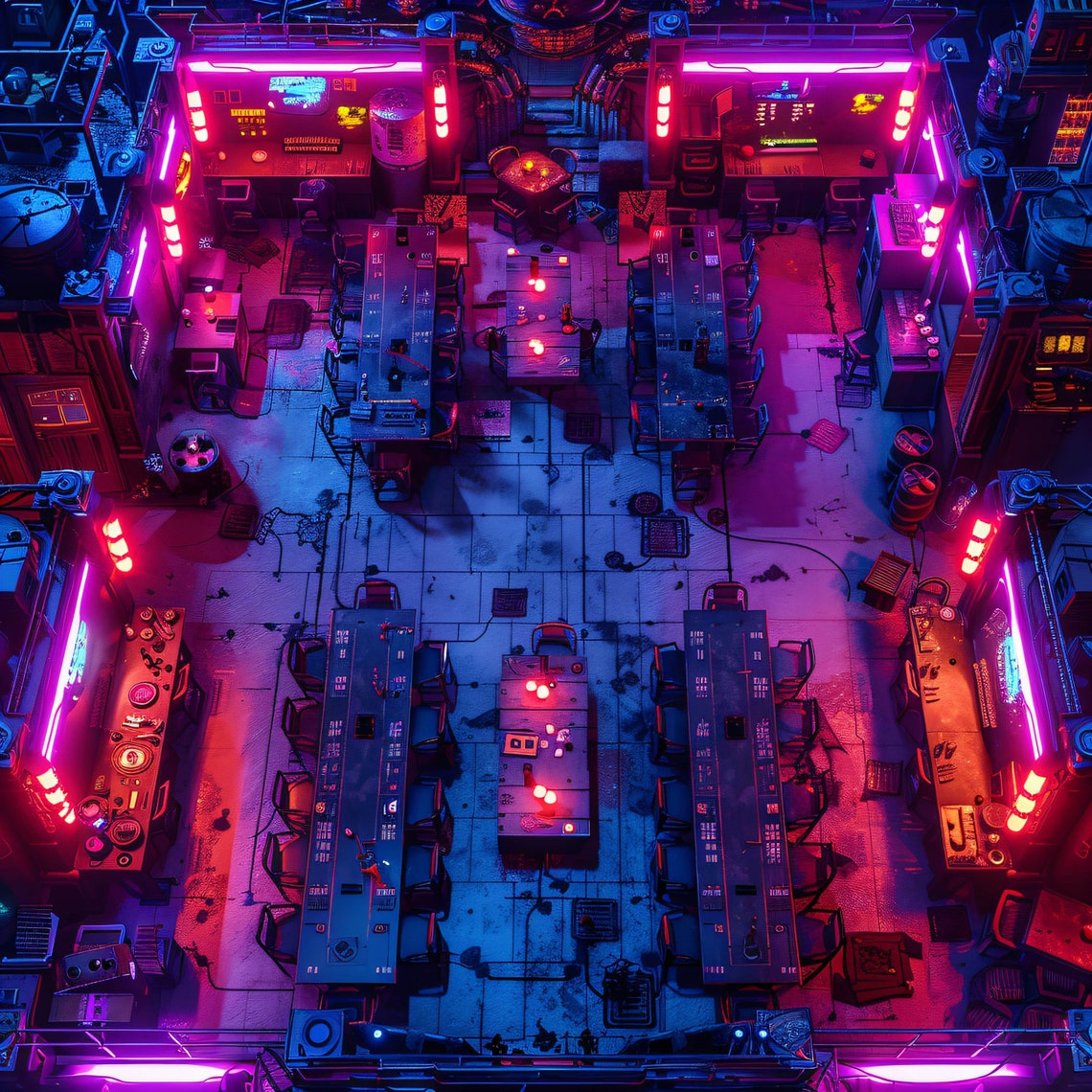 10 Cyberpunk Club Battlemaps, Sci Fi, Dnd Battle Map, Cyberpunk, D&D ...