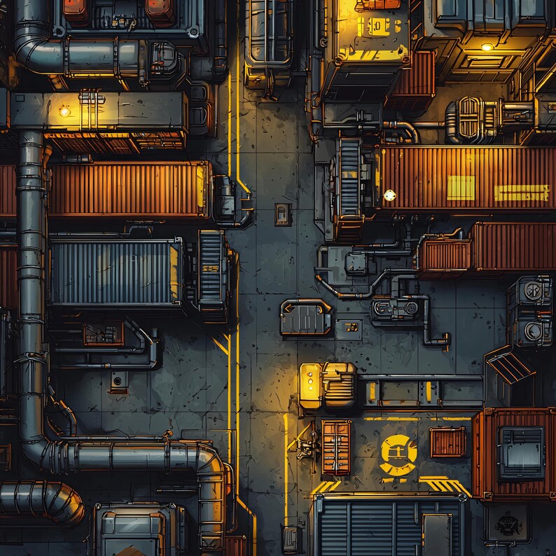 10 Cyberpunk Warehouse Battlemaps 2, Sci Fi, Dnd Battlemap, Cyberpunk ...