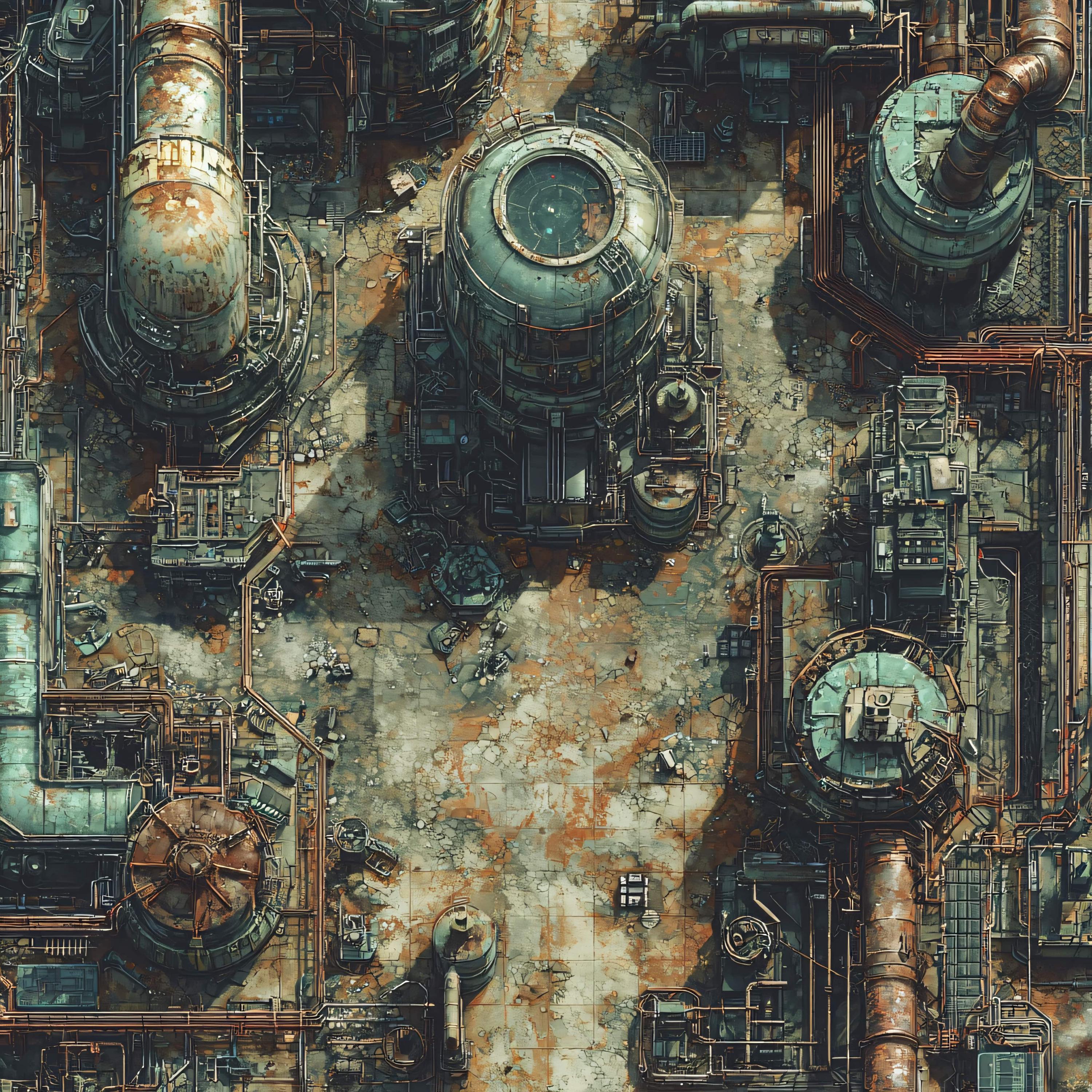 10 Cyberpunk Industry Ruins Battlemaps, Sci Fi, Cyberpunk, Battle Map ...