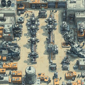 10 Cyberpunk Shipyard / Spaceport Battlemaps, Sci Fi, Dnd Battle Map, D ...