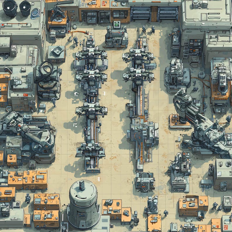 10 Cyberpunk Shipyard / Spaceport Battlemaps, Sci Fi, Dnd Battle Map, D ...