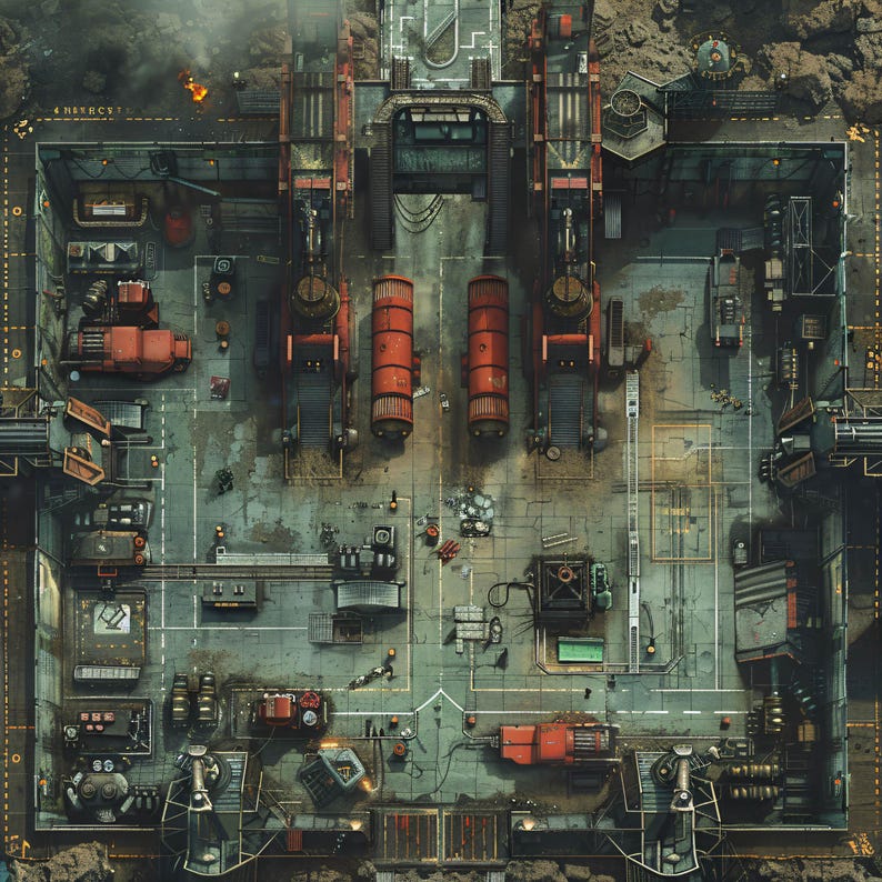 10 Cyberpunk Industry Battlemaps, Sci Fi, Dnd Battle Map, Cyberpunk, D ...