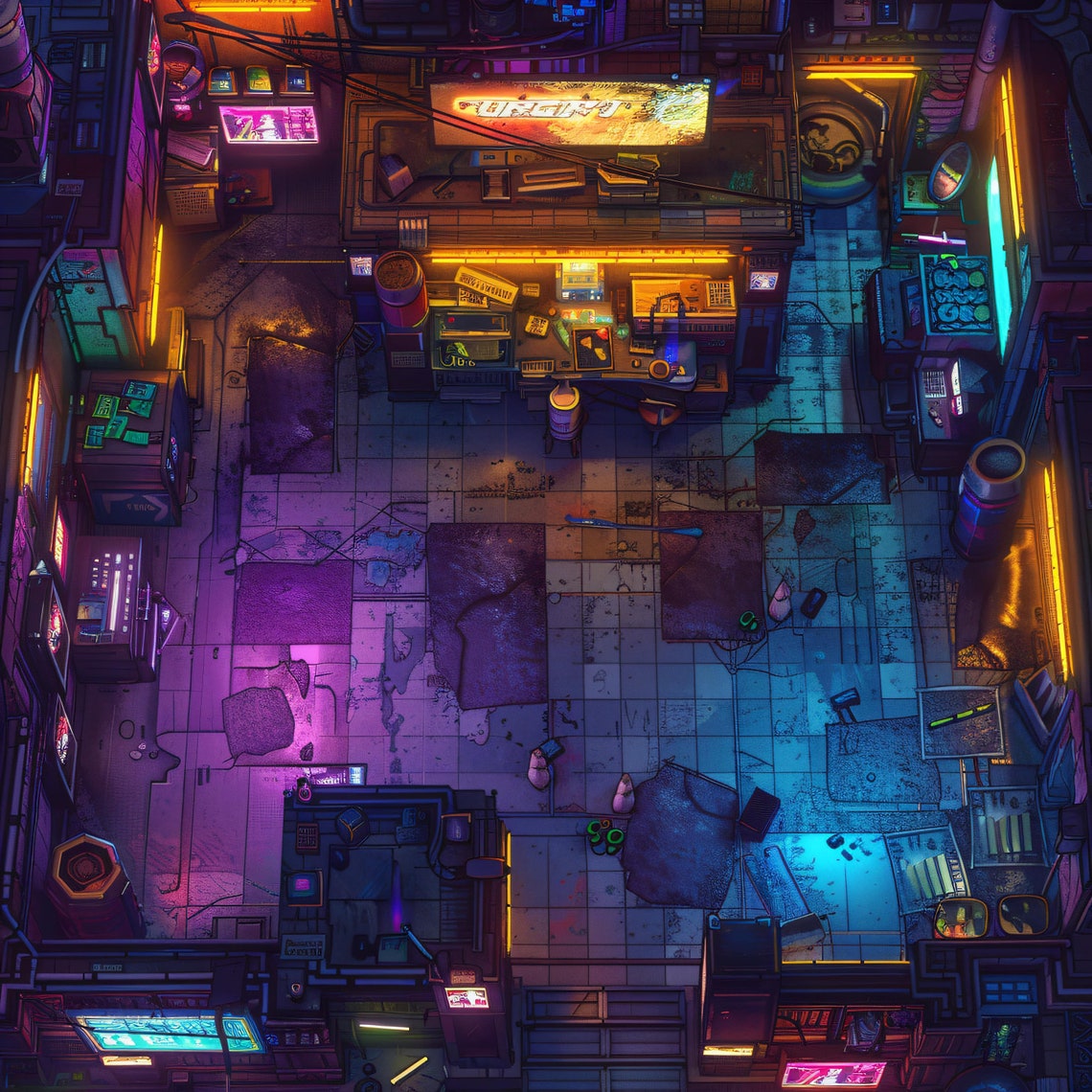 10 Cyberpunk Market Battlemaps, Sci Fi, Dnd Battle Map, Cyberpunk, D&D ...