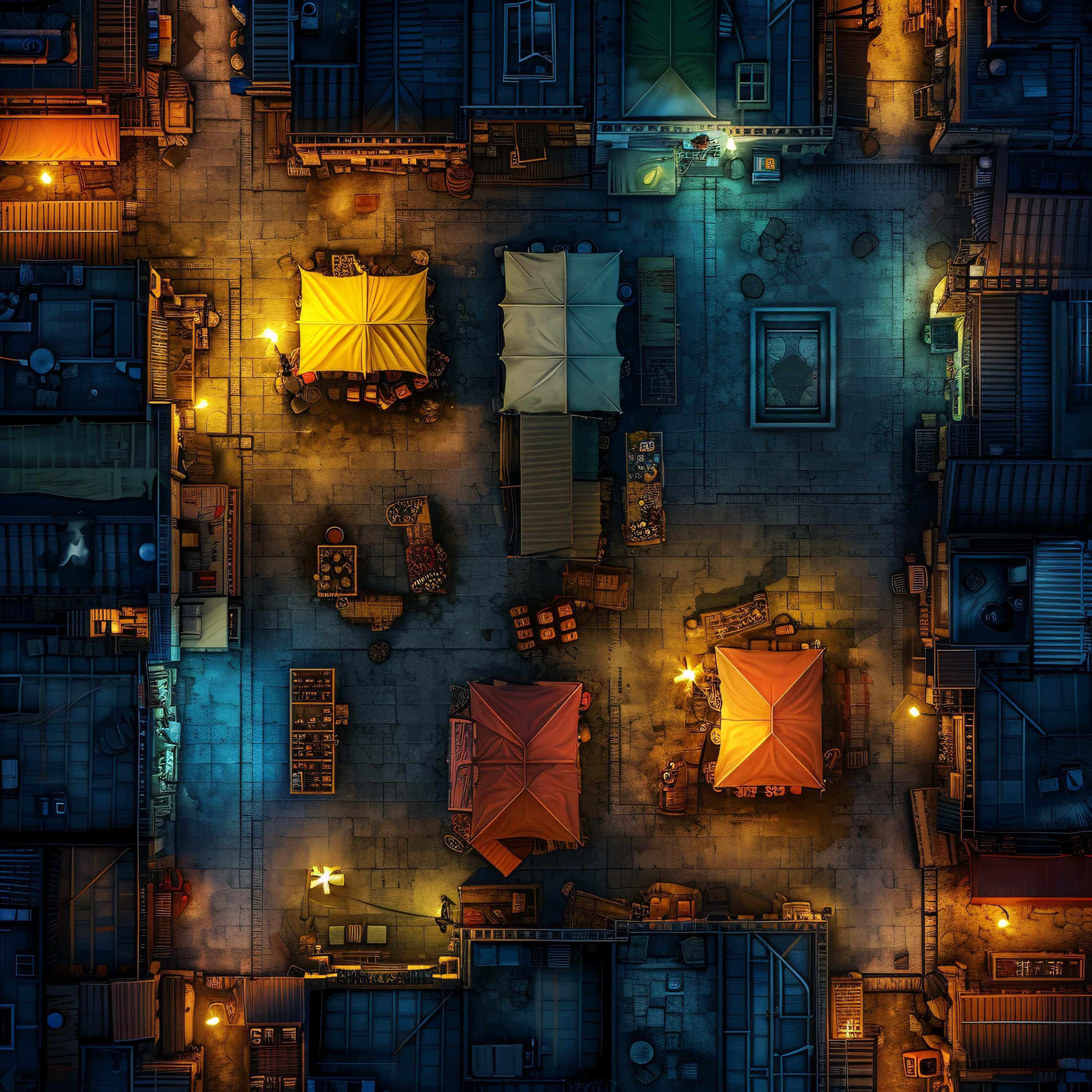 10 Cyberpunk Market Battlemaps, Sci Fi, Dnd Battle Map, Cyberpunk, D&D ...