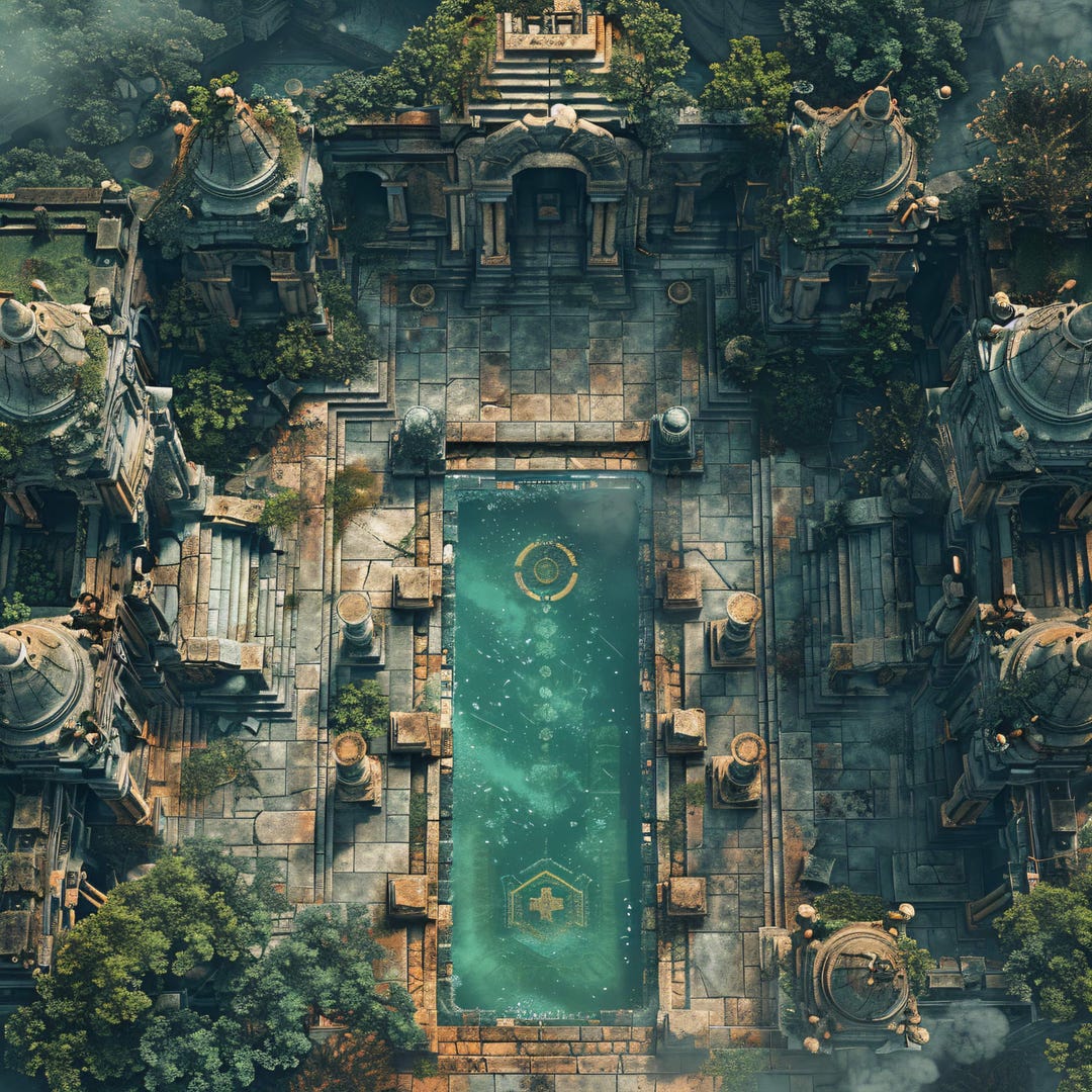 Lost Temple Pool, Dnd Battle Map, Pathfinder, D&D, Battlemap, Dungeons ...