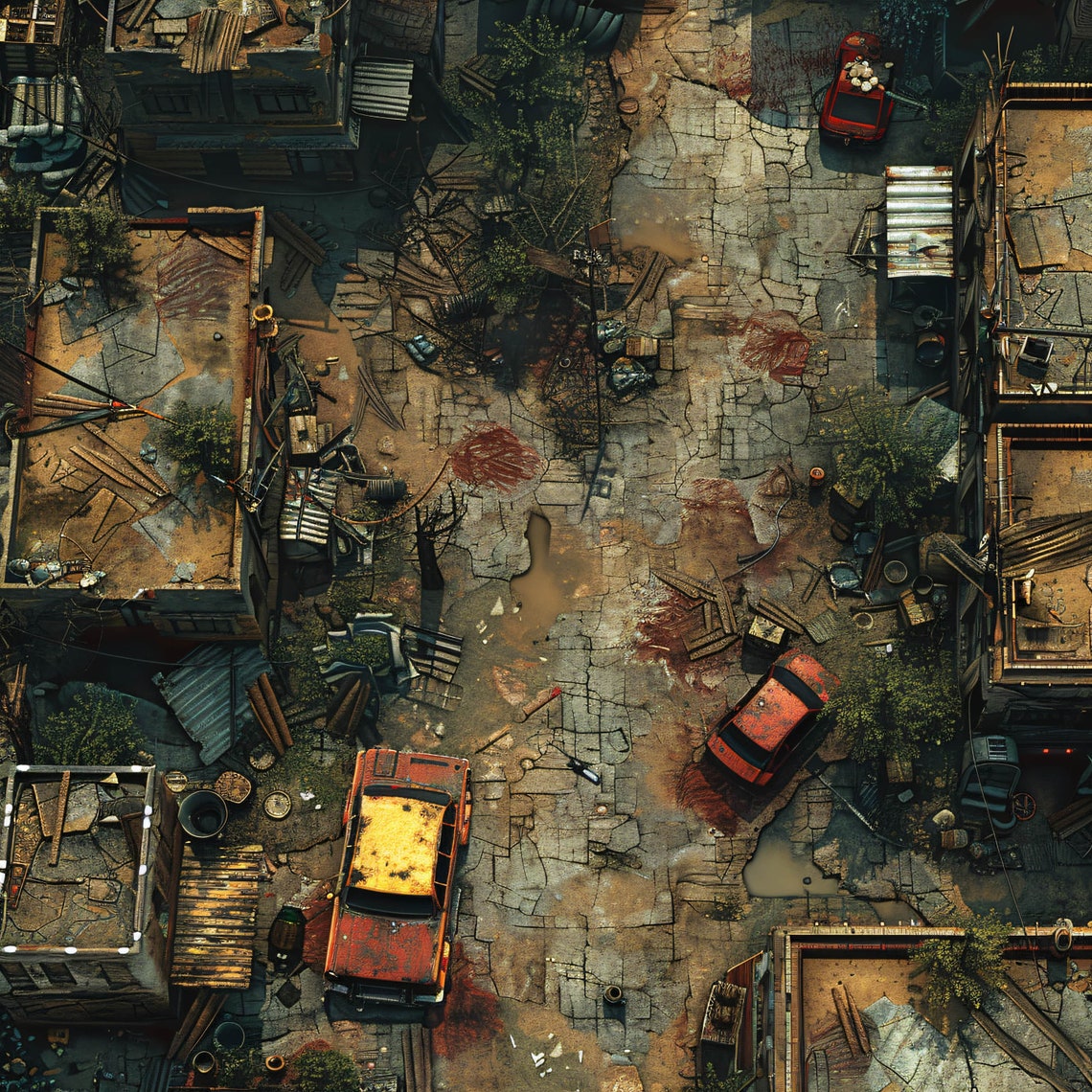 10 Cyberpunk Shanty/slums Battlemaps, Sci Fi, Cyberpunk, D&D, Shadowrun ...