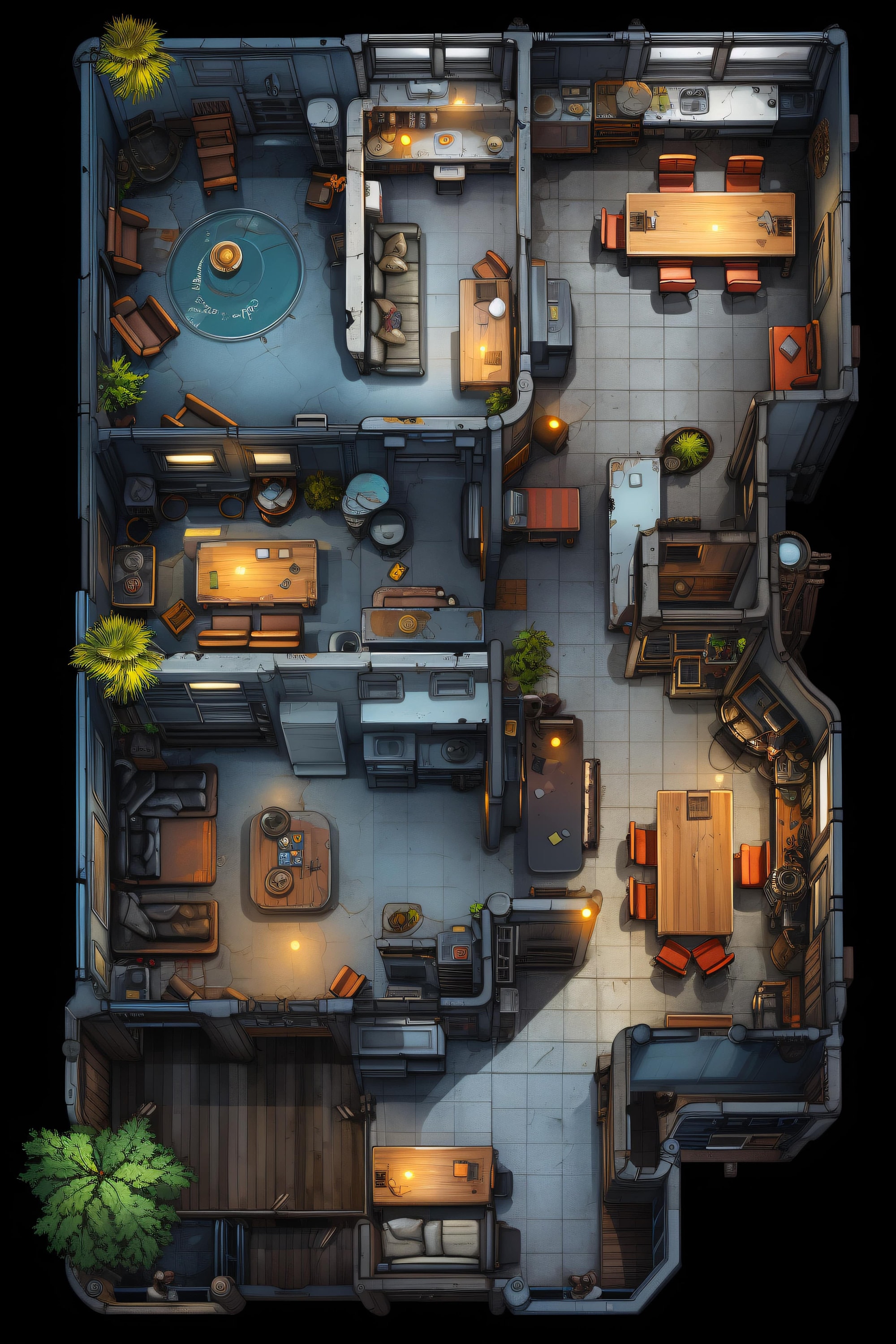 14 Cyberpunk Apartment Battlemaps, Sci Fi, Dnd Battle Map, Cyberpunk, D ...