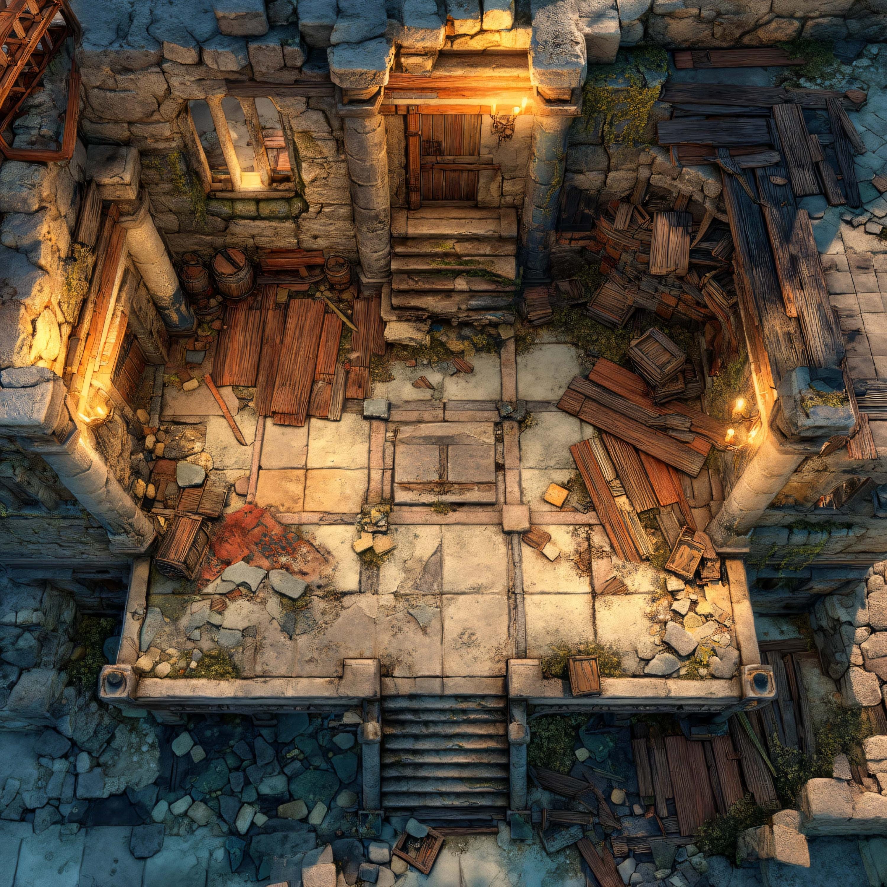 10 Gridless Wrecked Village Battle Maps | VTT Pack for Dnd, Pathfinder ...