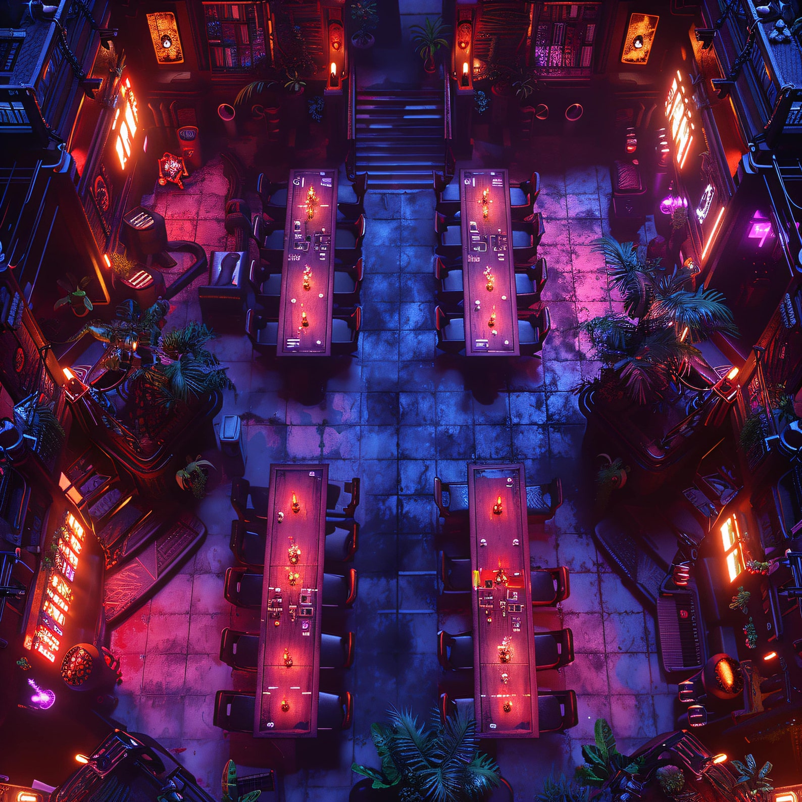 10 Cyberpunk Restaurant/tavern Battlemaps, Sci Fi, Cyberpunk, D&D ...