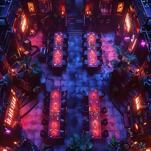 10 Cyberpunk Restaurant/tavern Battlemaps, Sci Fi, Cyberpunk, D&D ...