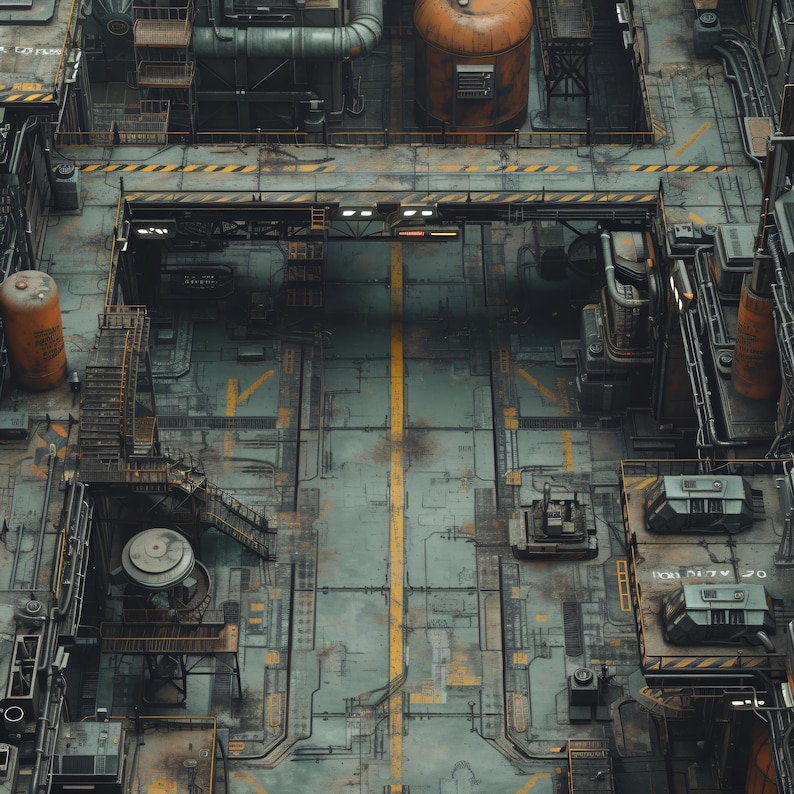 10 Cyberpunk Factory Battlemaps, Sci Fi, Dnd Battle Map, Cyberpunk, D&D ...