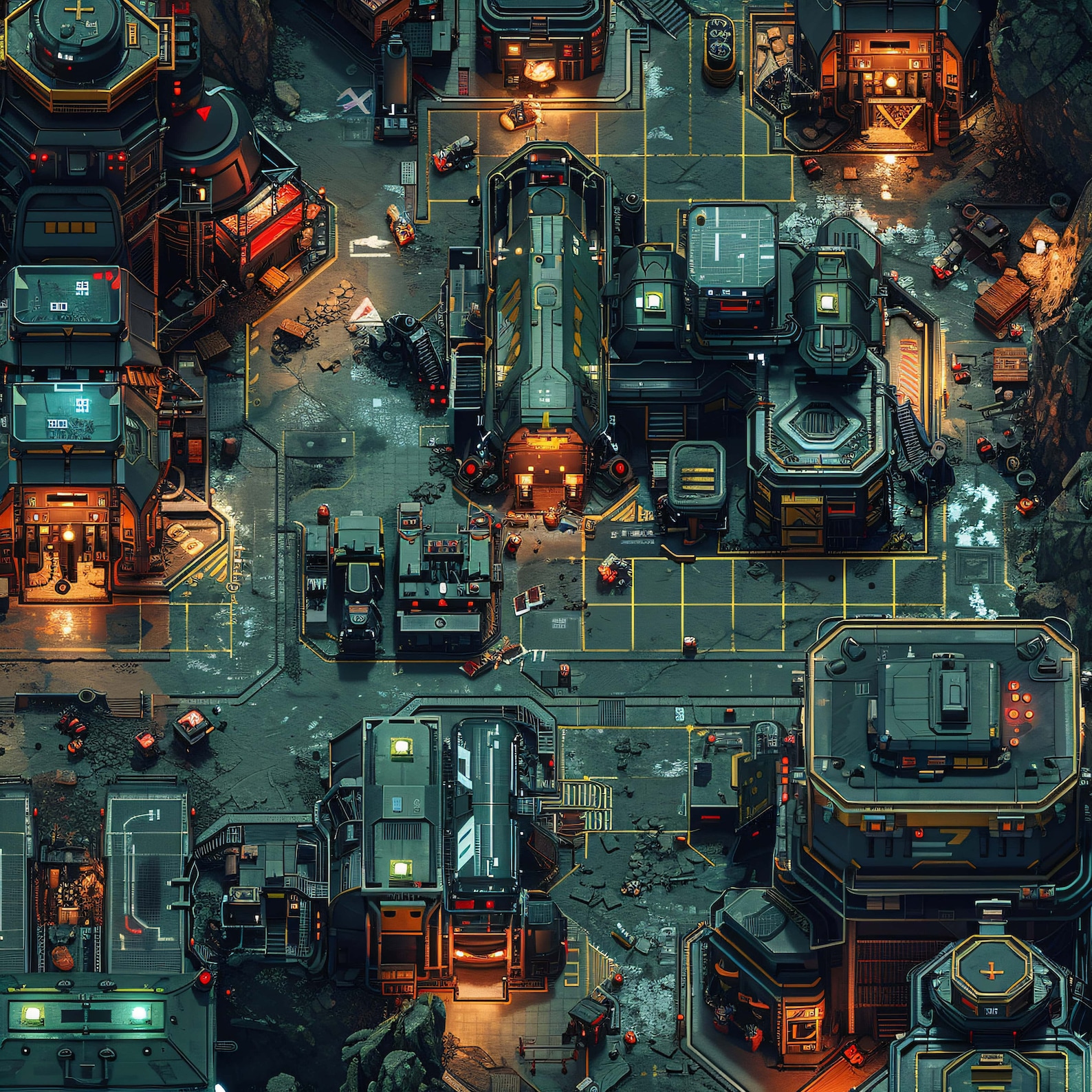 10 Cyberpunk Military Base Battlemaps, Sci Fi, Cyberpunk, D&D ...