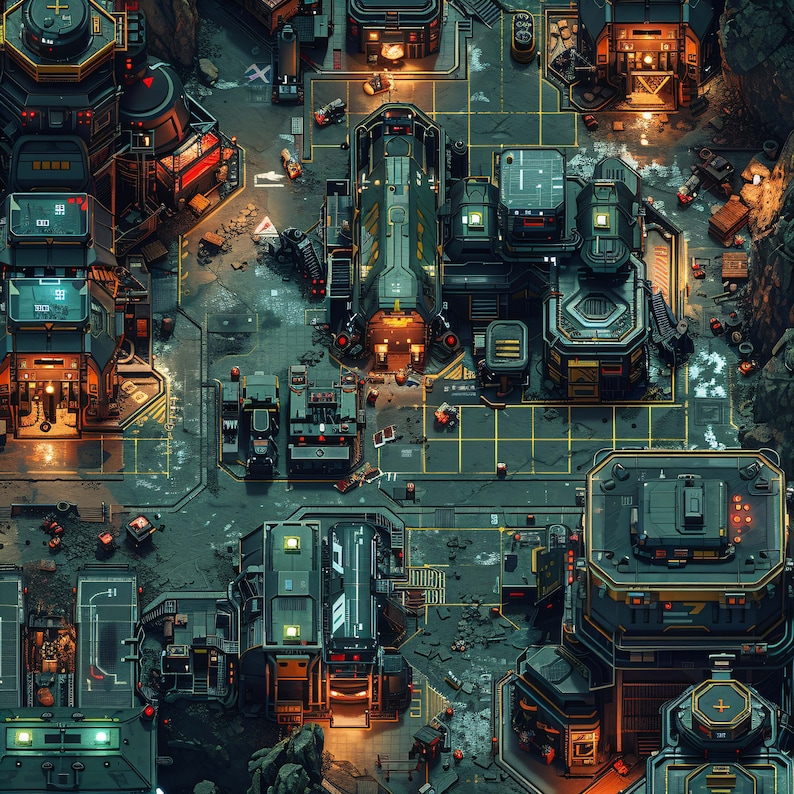 10 Cyberpunk Military Base Battlemaps, Sci Fi, Cyberpunk, D&D ...