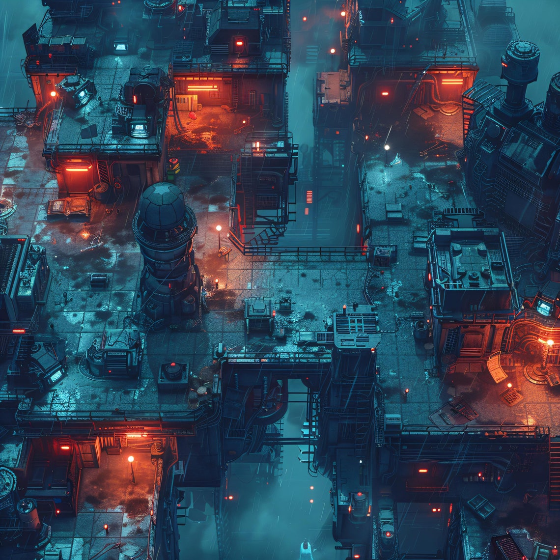 10 Gridless Cyberpunk Rooftop Battlemaps | VTT Pack for Shadowrun ...