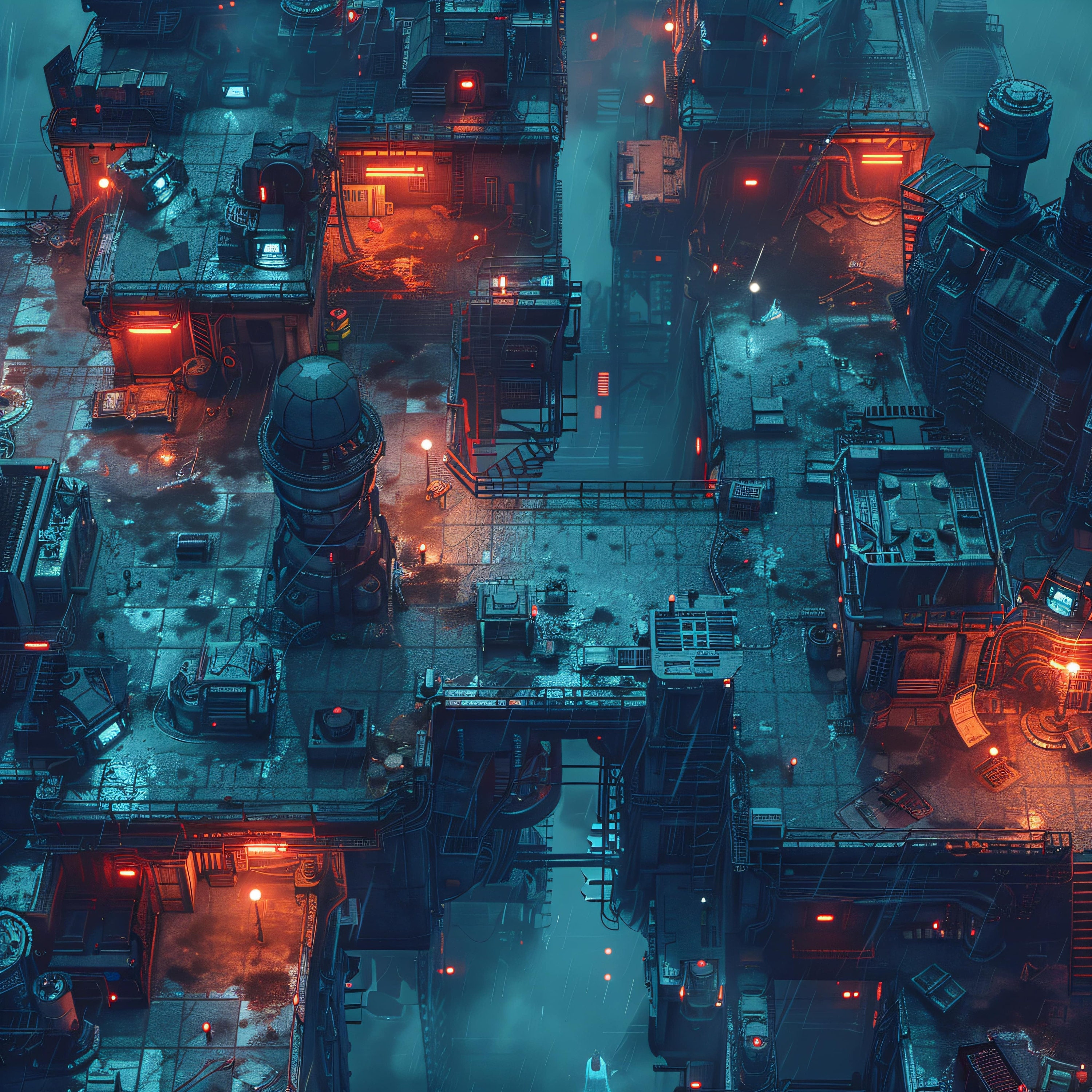 10 Cyberpunk Rooftop Battlemaps, Sci Fi, Dnd Battle Map, Cyberpunk, D&D ...